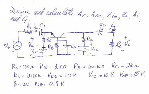 Derive and calculate Ar, Aroc, Zin, Zo, Ai, and G. | Chegg.com