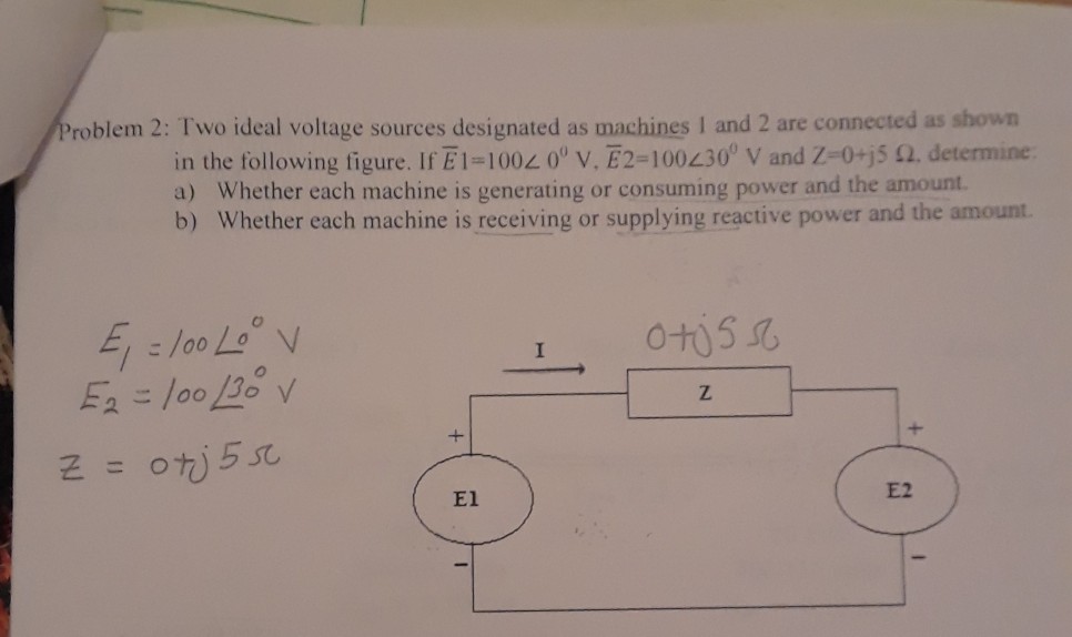Solved Two ideal voltage sources designated as machines 1 | Chegg.com