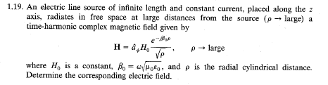 Solved 1.19. An electric line source of infinite length and | Chegg.com