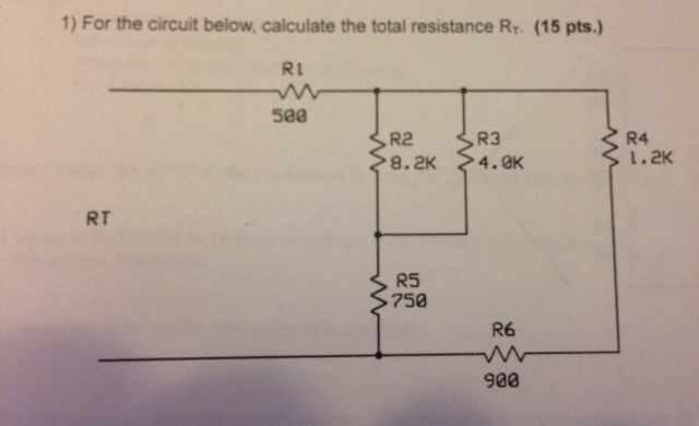 Solved For the circuit below, calculate the total resistance | Chegg.com