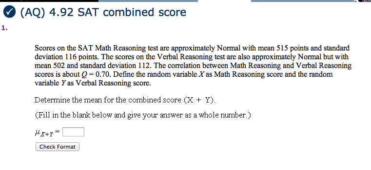 Solved Scores on the SAT Math Reasoning test are | Chegg.com