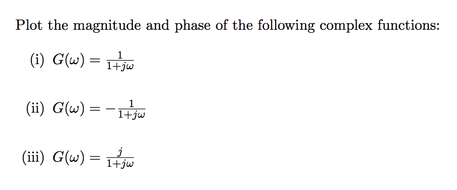 Solved Plot the magnitude and phase of the following complex | Chegg.com