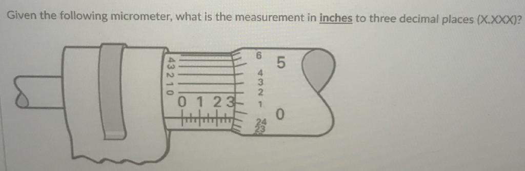Solved Given the following micrometer, what is the | Chegg.com