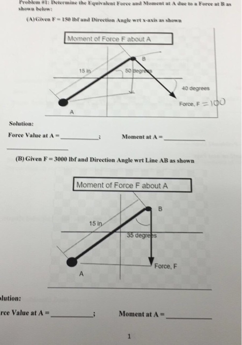 Solved Determine the equivalent force and moment at A due to | Chegg.com