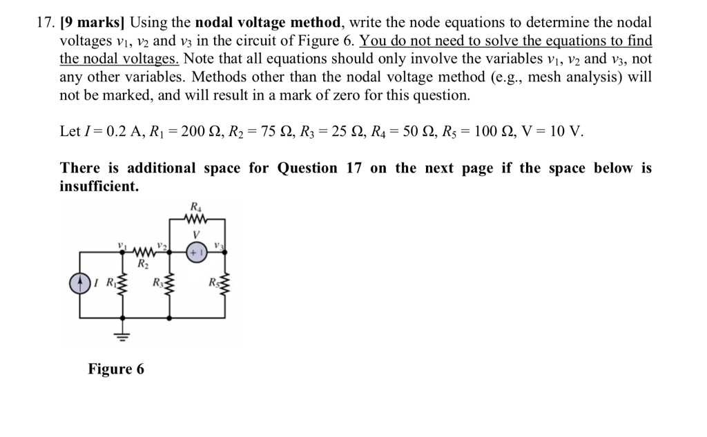 Solved 17. [9 marks] Using the nodal voltage method, write | Chegg.com