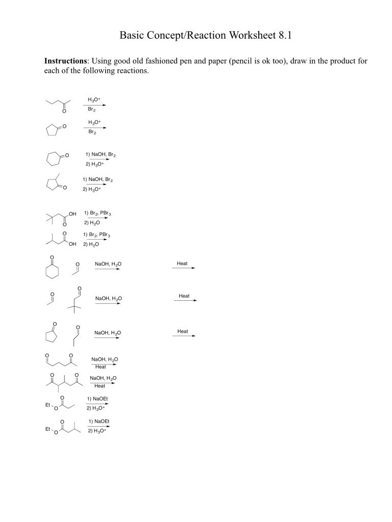Solved Basic Concept/Reaction Worksheet 8.1 Instructions: | Chegg.com