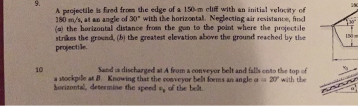 Solved A Projectile Is Fired From The Edge Of A 150 M Cliff