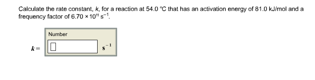Solved Calculate the rate constant, k, for a reaction at | Chegg.com