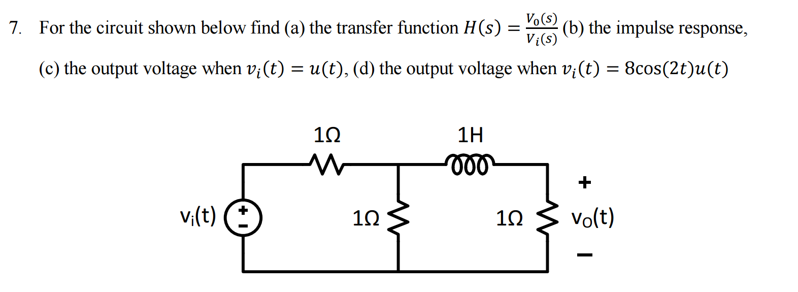 Solved For the circuit shown below find (a) the transfer | Chegg.com