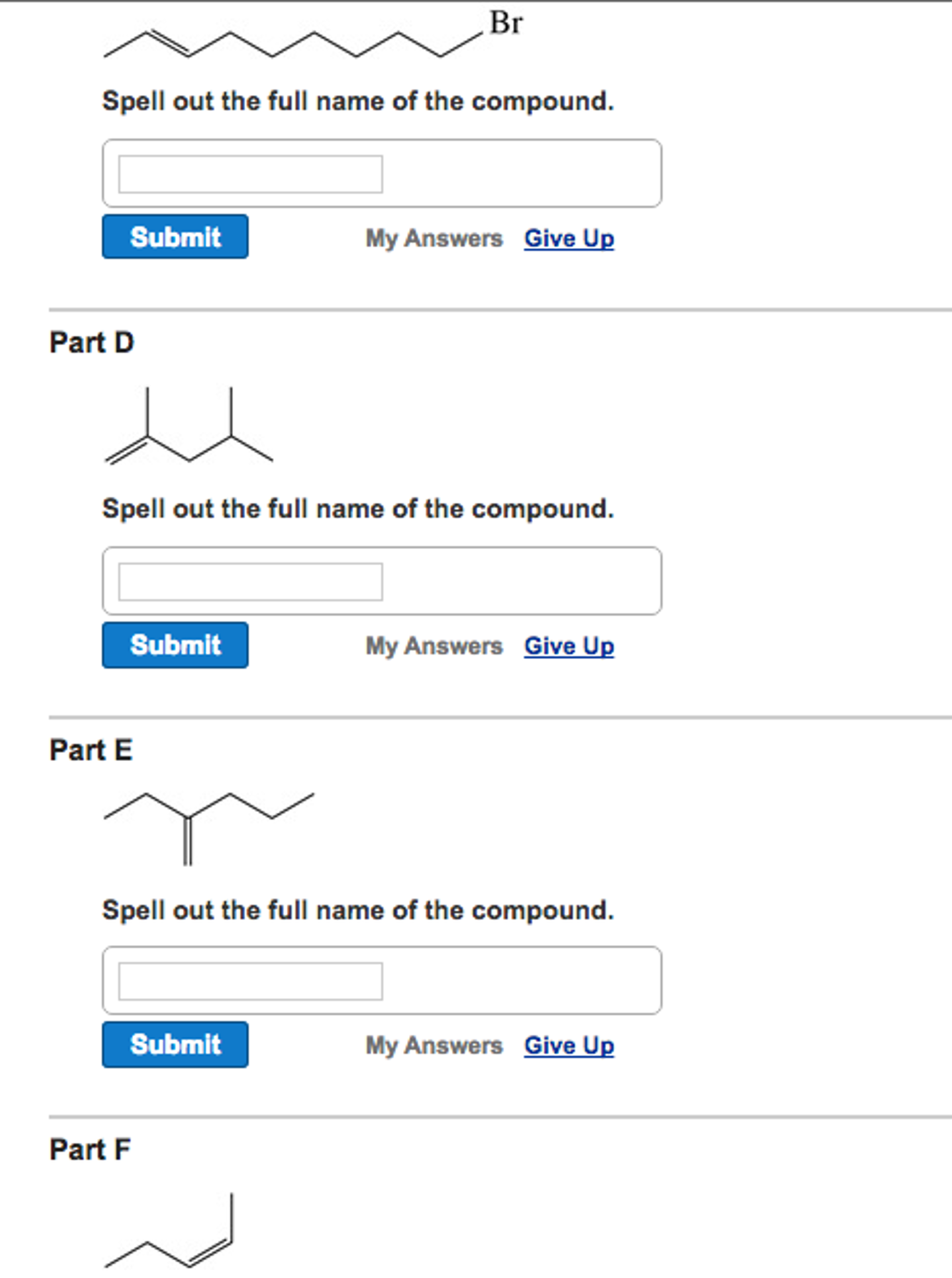 Solved Br Spell out the full name of the compound. Submit My | Chegg.com
