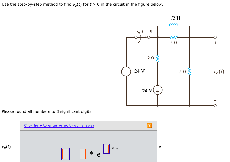 Solved Use the step-by-step method to find vo(t) for t >0 in | Chegg.com