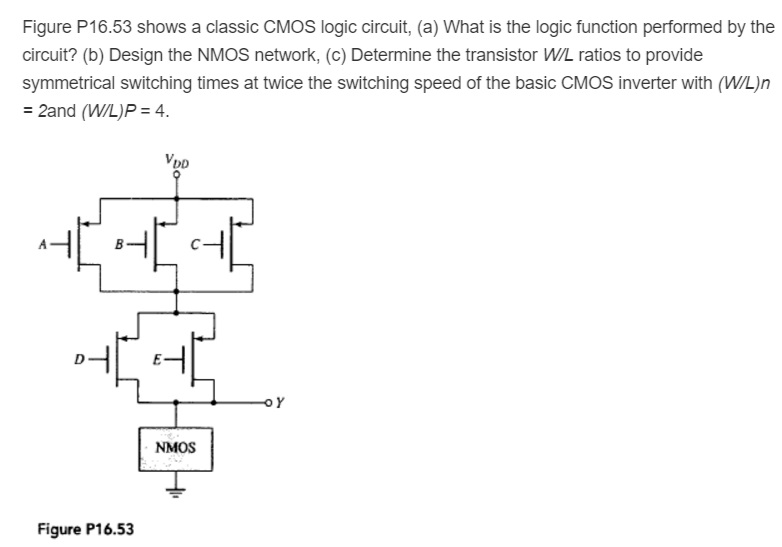 Solved Figure P16.53 shows a classic CMOS logic circuit, (a) | Chegg.com