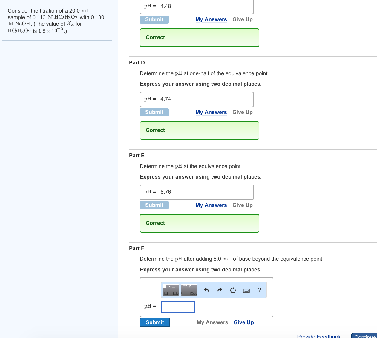 Solved Consider the titration of a 20.0-mL sample of 0.110 M | Chegg.com