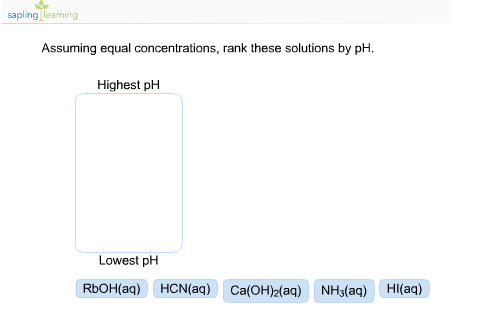 Solved pling Assuming equal concentrations, rank these | Chegg.com