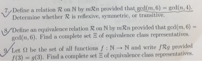Solved Define a relation R on N by mRn provided that gcd(m, | Chegg.com