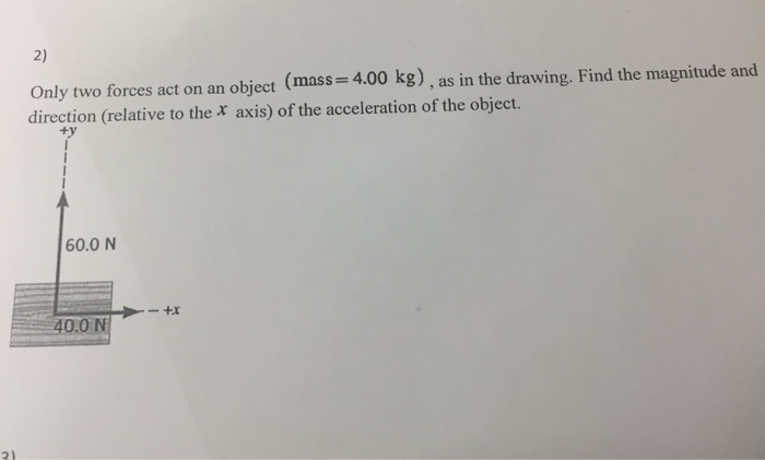 Solved Only two forces act on an object (mass 4.00 kg), as | Chegg.com