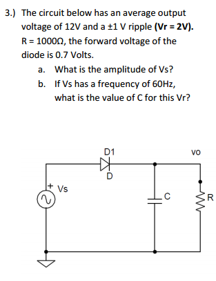 Solved 3.) The circuit below has an average output voltage | Chegg.com