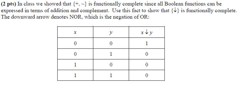 Solved {+, ~} is functionally complete since all Boolean | Chegg.com
