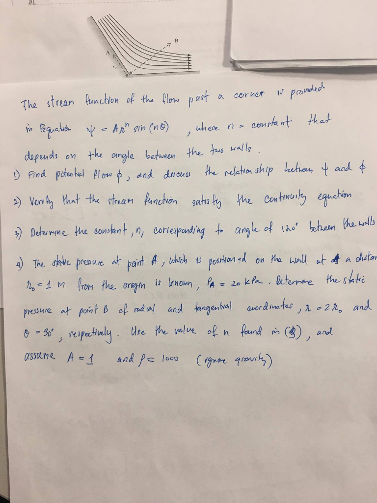 Solved The stream function of the flow past a corner is | Chegg.com