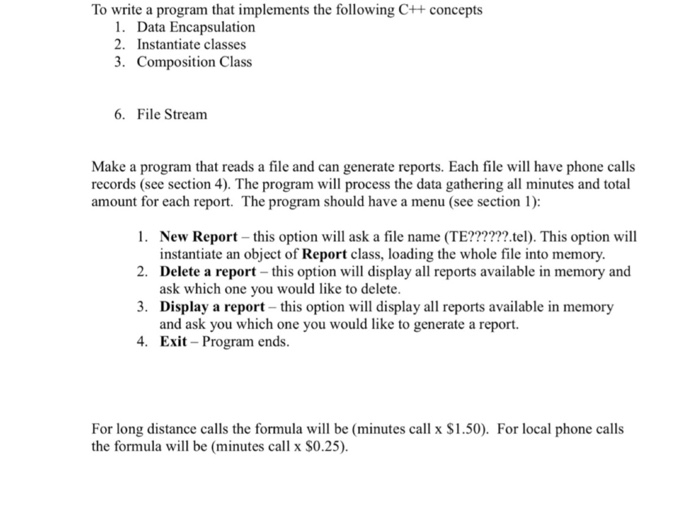 Solved I need help creating this program in c++. The | Chegg.com