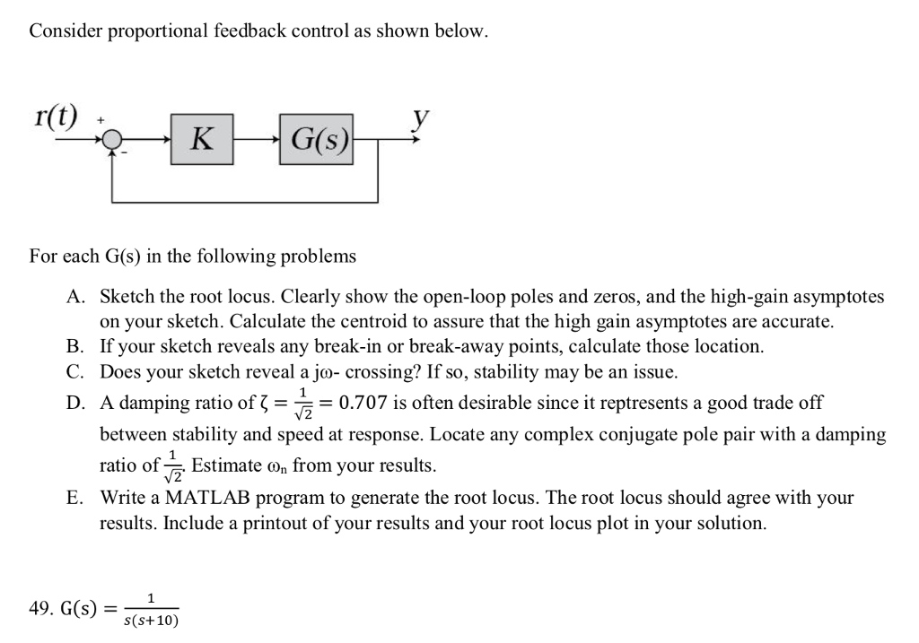 Solved Consider proportional feedback control as shown | Chegg.com