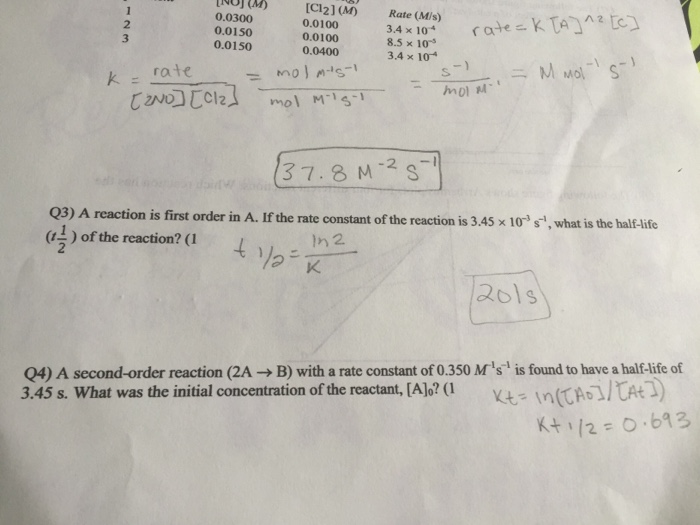 Solved A Reaction Is First Order In A If The Rate Constant