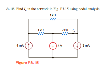Solved Find I_0 in the network in Fig. P3.15 using nodal | Chegg.com