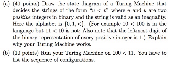 Solved Draw the state diagram of a Turing Machine that | Chegg.com