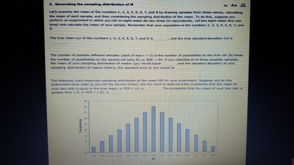 Solved 3. Generating the sampling distribution of M Aa Aa | Chegg.com