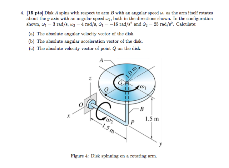 Solved 4 [15 pts] Disk A spins with respect to arm B with an | Chegg.com