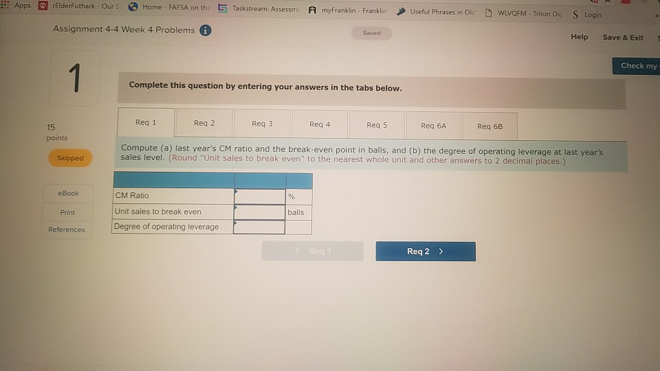 Solved Assignment 4-4 Week 4 Problems G Help Save & Exit | Chegg.com