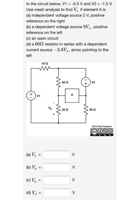 Solved In the circuit below. V1 = -5.5 V and V2 = -1.5 V. | Chegg.com