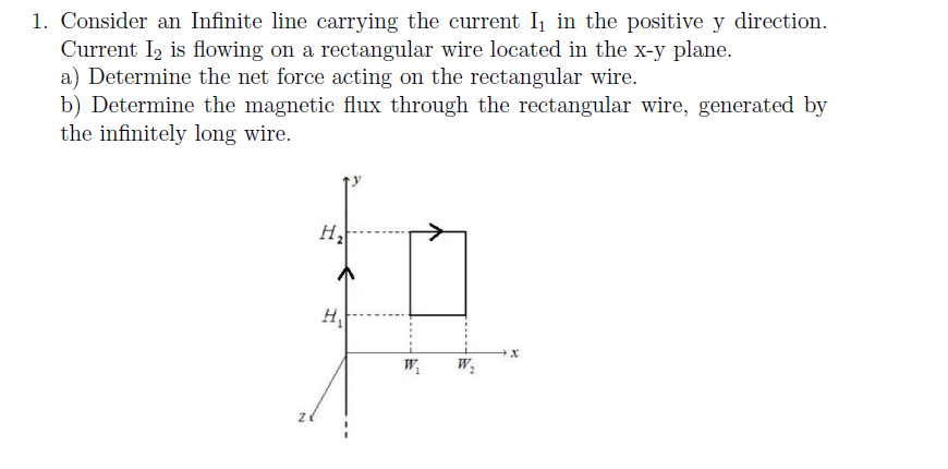 Solved 1. Consider an In nite line carrying the current I1 | Chegg.com