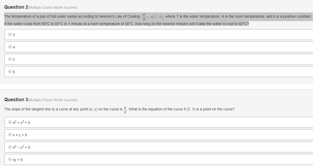 Solved Question 2(Multiple Choice Worth 4 points) e | Chegg.com