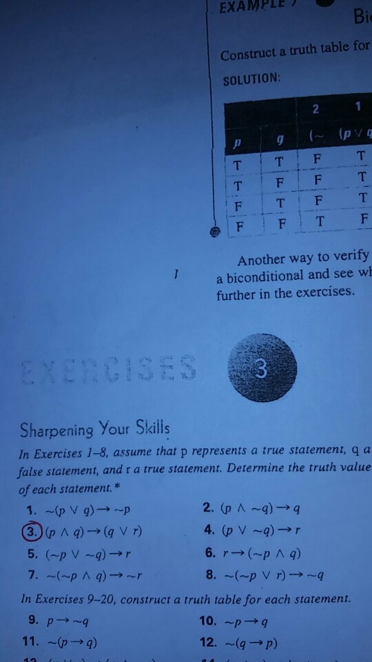 Solved Construct a truth table Another way to verify a | Chegg.com