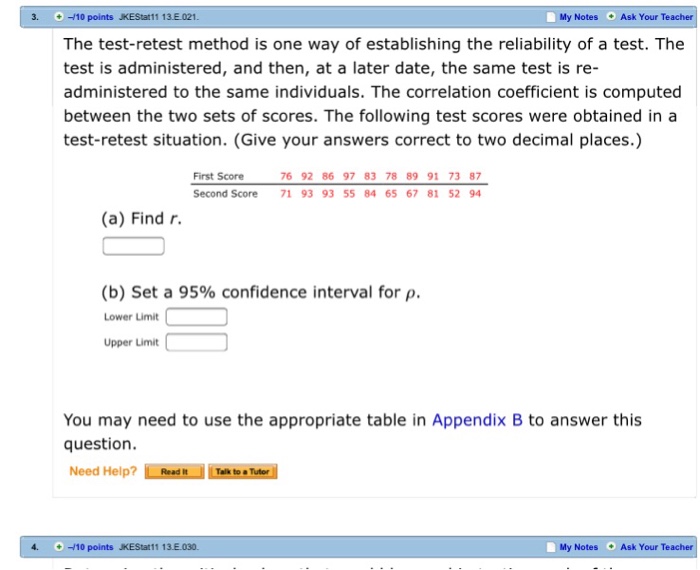 Solved The test-retest method is one way of establishing the | Chegg.com