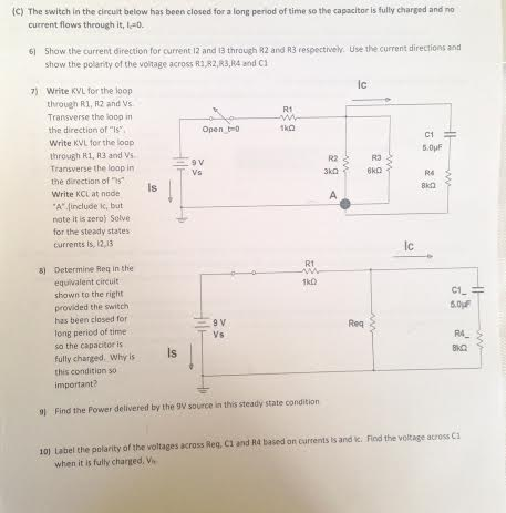 The switch in the circuit Below has Been closed for a | Chegg.com