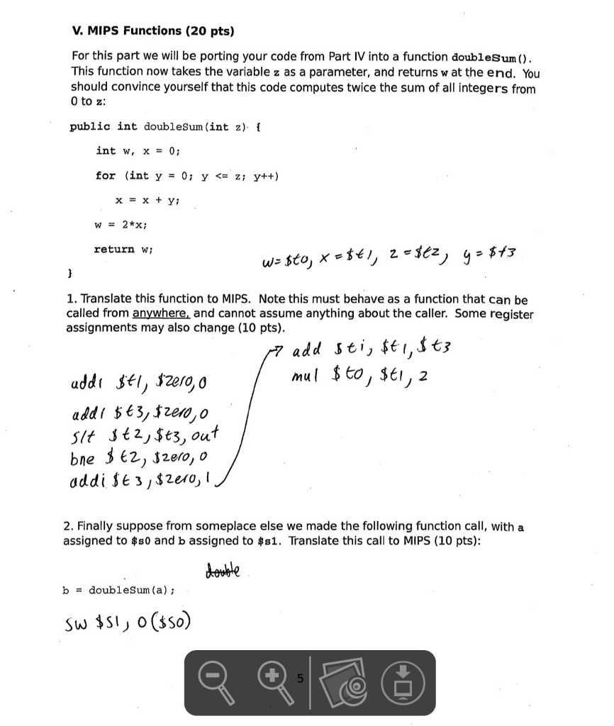 Solved V. MIPS Functions (20 pts) For this part we will be | Chegg.com Solved V. MIPS Functions (20 pts) For this part we will be | Chegg.com