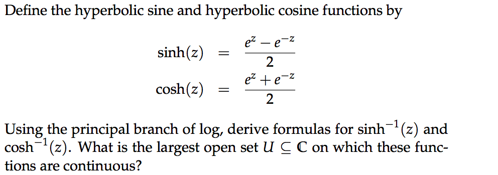 Solved Define The Hyperbolic Sine And Hyperbolic Cosine