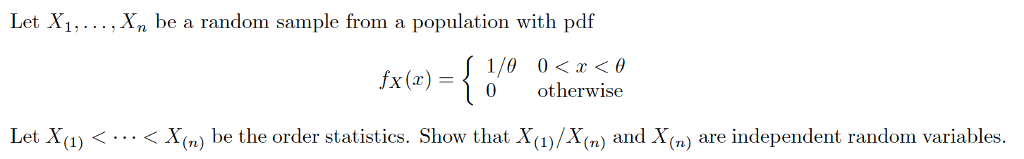 Solved Let X1, Xn be a random sample from a population with | Chegg.com