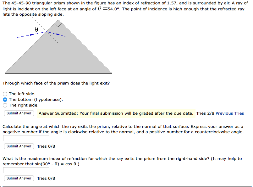 Solved The 45-45-90 triangular prism shown in the figure has | Chegg.com
