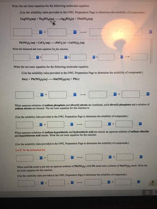 Solved Write the net ionic equation for the following | Chegg.com