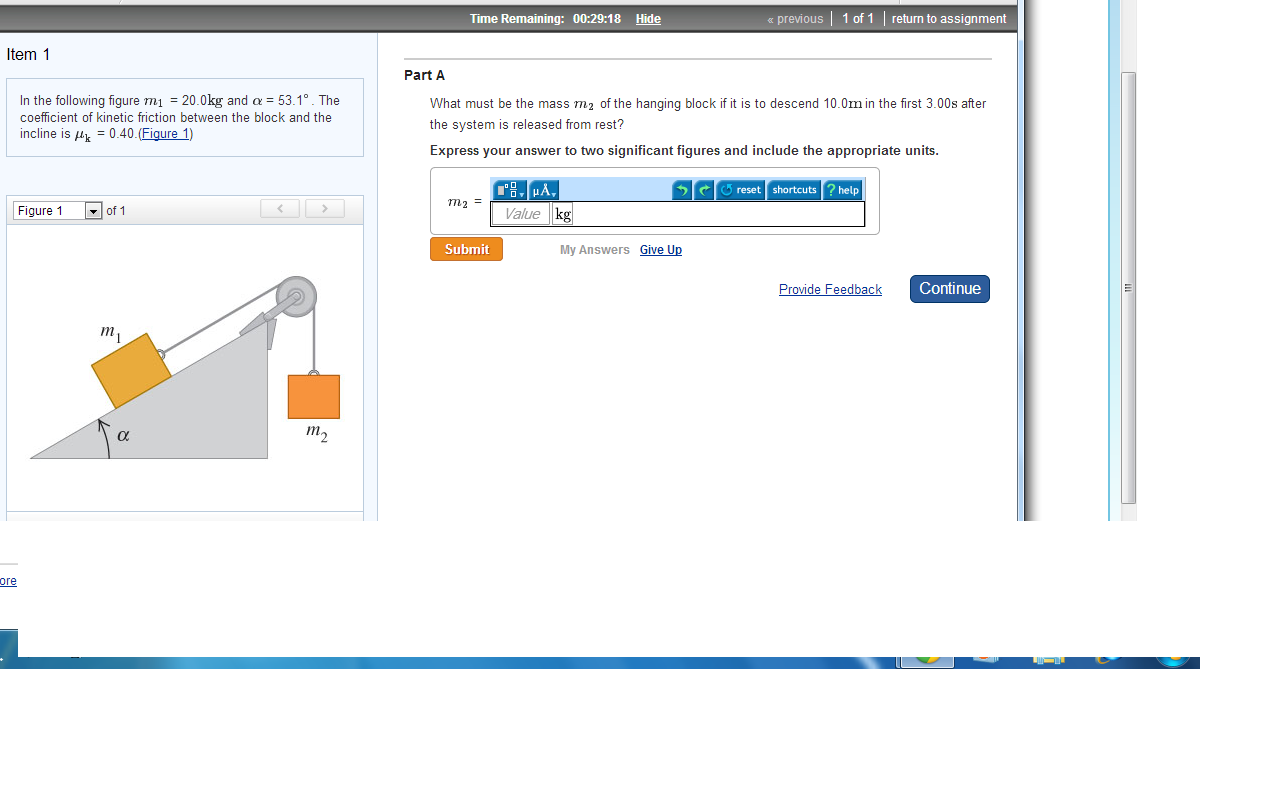 Solved In The Following Figure M1 20 0kg And A 53 1 The