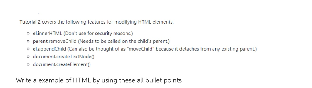 Solved Tutorial 2 covers the following features for | Chegg.com