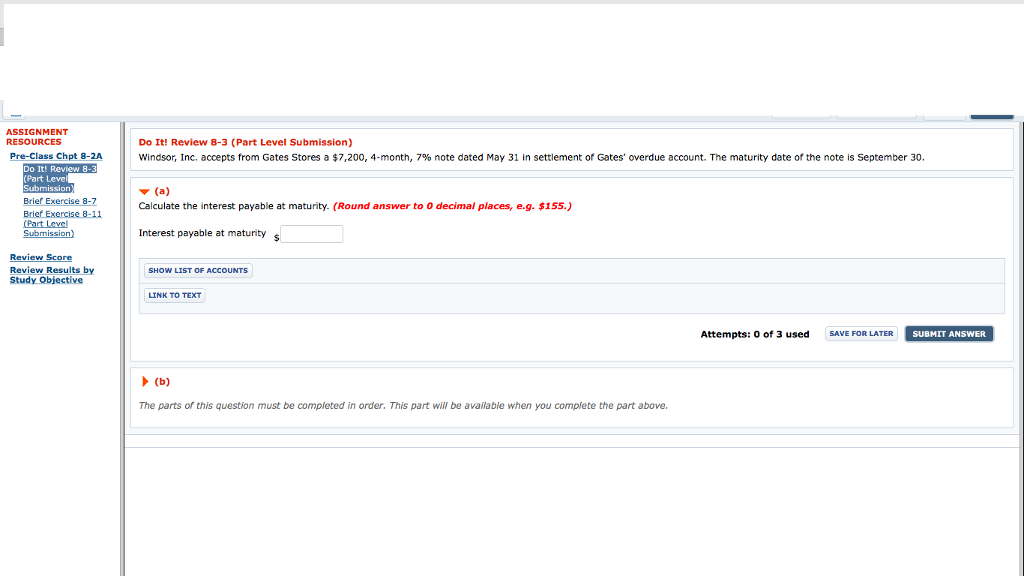 Solved ASSIGNMENT RESOURCES Do It! Review 8-3 (Part Level | Chegg.com
