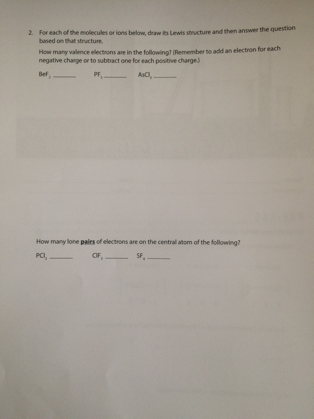 Solved For each of the molecules or ions below, draw its | Chegg.com