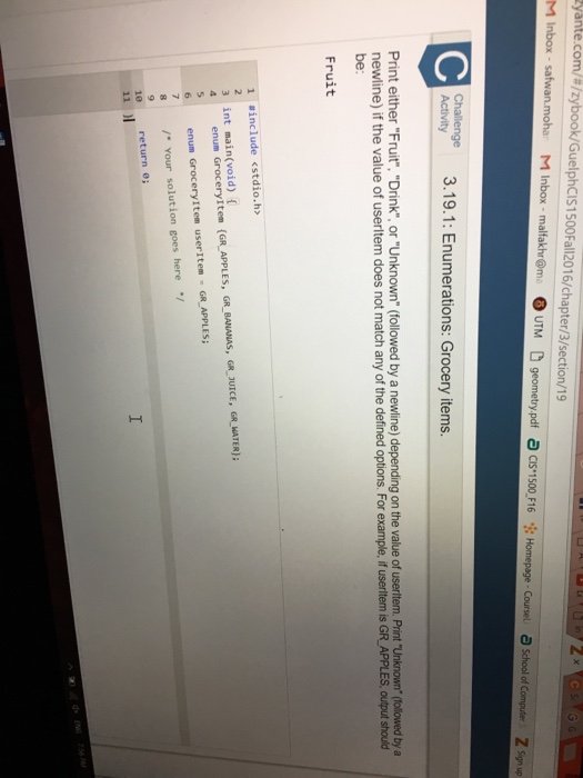 Solved Print either "Fruit". "Drink" or "Unknown" (followed | Chegg.com