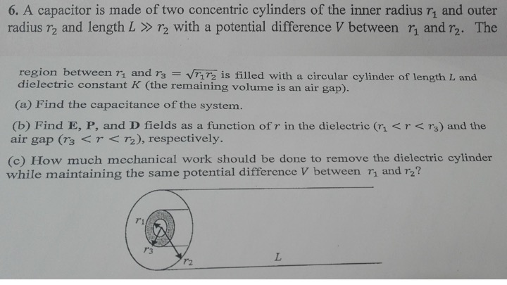 Solved A capacitor is made of two concentric cylinders of | Chegg.com