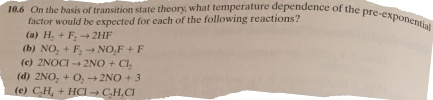 On the basis of transition state theory, what | Chegg.com