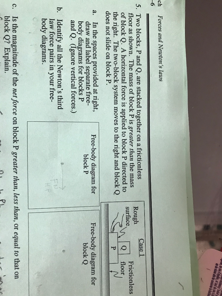 Solved Case 1 Two blocks, P and Q, are stacked together | Chegg.com